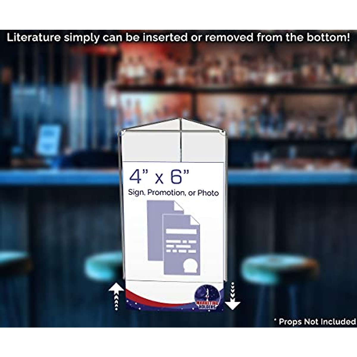 10 Pack Sign Holder Multi Sided 4 x 6 Inch Clear Acrylic Counter Signage Display Accommodates 3 Images for Bars Restaurants and Nightclubs by Marketing Holders