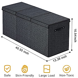 YOUDENOVA Toy Box Chest Storage Organizer, Extra Large kids Toy Box, 40 Inch Collapsible Toy Bin for Boys Girls, Toy Chest with Double Flip-Top Lid for Nursery, Playroom, Closet (Black)