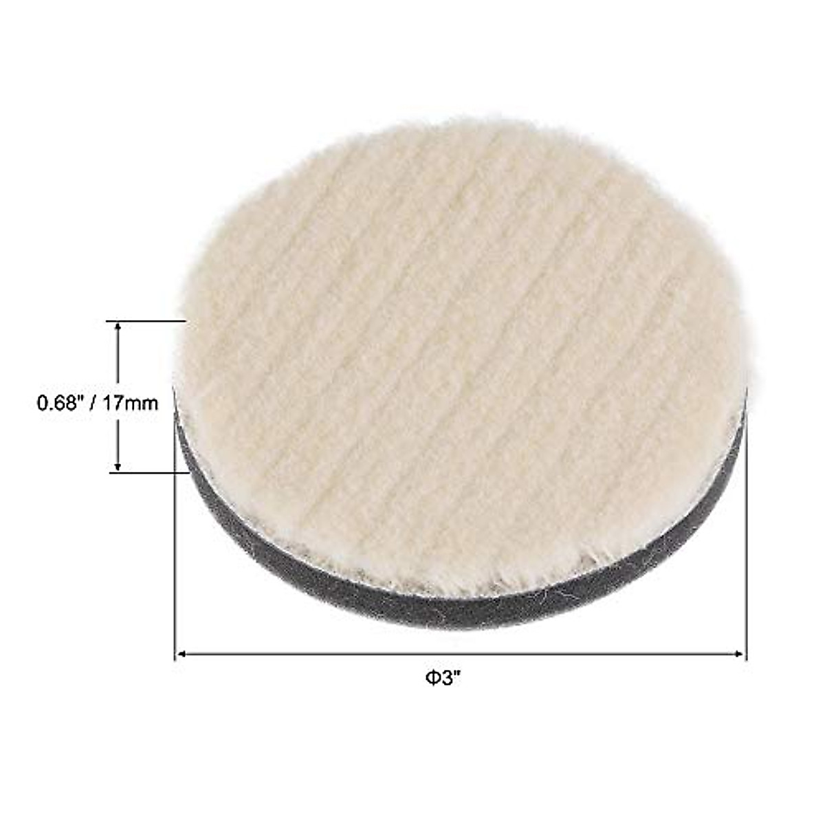 uxcell 3" Wool Felt Sponge Polishing Pad Hook and Loop Buffing Wheel Coarse Polishing for Orbital Polisher Buffer 4 Pcs
