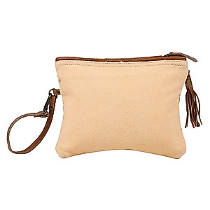 Myra Bag Orange Sparsh Upcycled Canvas & Leather Pouch Wristlet Bag S-1585