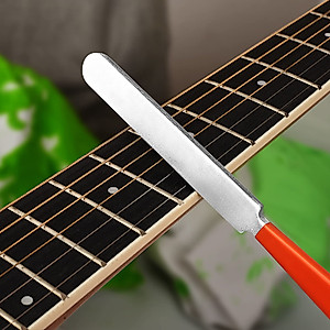 Guitar Luthier Tool Set Including Guitar Fret Crowning File, Fret Leveling Beam Sanding Leveler Beam, Fret Rocker, Fingerboard Guards, String Spreaders and Replacement Sanding Papers for Guitar Bass