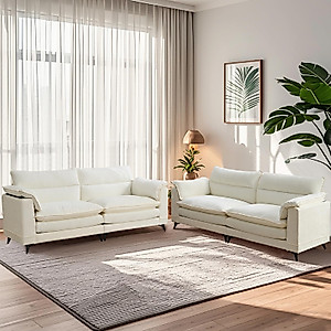 TUNYI 83.2" Loveseat Sofa - Chenille Sofas & Couches with Double Cushions, Removeable Armrest Pillow Loveseat Couch Sofa for Living Room/Apartment/Office (White)