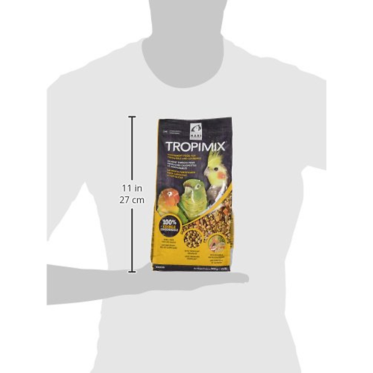 Hagen Tropimix Enrichment Food for Cockatiels & Lovebirds, 2 lb. - HARI Parrot Food with Seeds, Fruit, Nuts, Vegetables, Grains, and Legumes