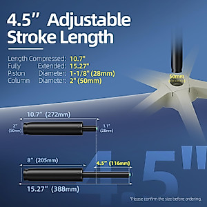 10 Inches to 15 Inches Office Chair Gas Lift Cylinder Replacement, 4.5" Stroke, Hydraulic Pneumatic Shock Piston, Heavy Duty 1000lbs, Universal Fit for Most Office Chair, Class 4, Black