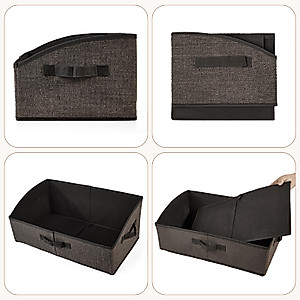 DAYARD Fabric Bins [3-Pack], Trapezoid Storage Bins with Handles, Foldable Baskets Storage Boxes for Shelves, Closet, Bookshelf, Organizer Containers, 20 x 11 x 8 inch Coffee