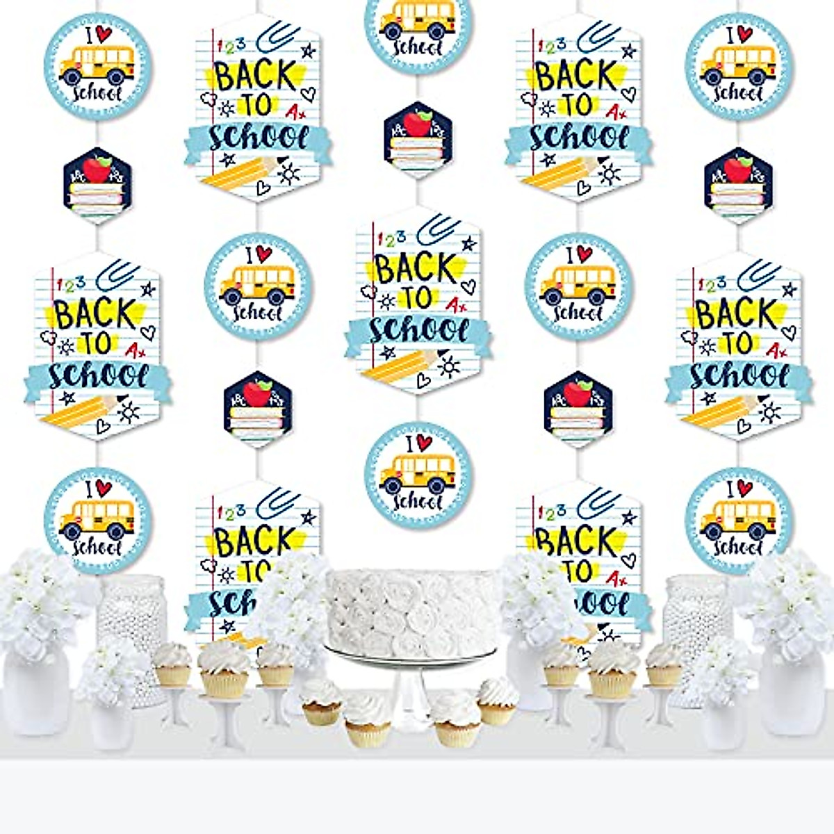 Big Dot of Happiness Back to School - First Day of School Classroom DIY Dangler Backdrop - Hanging Vertical Decorations - 30 Pieces