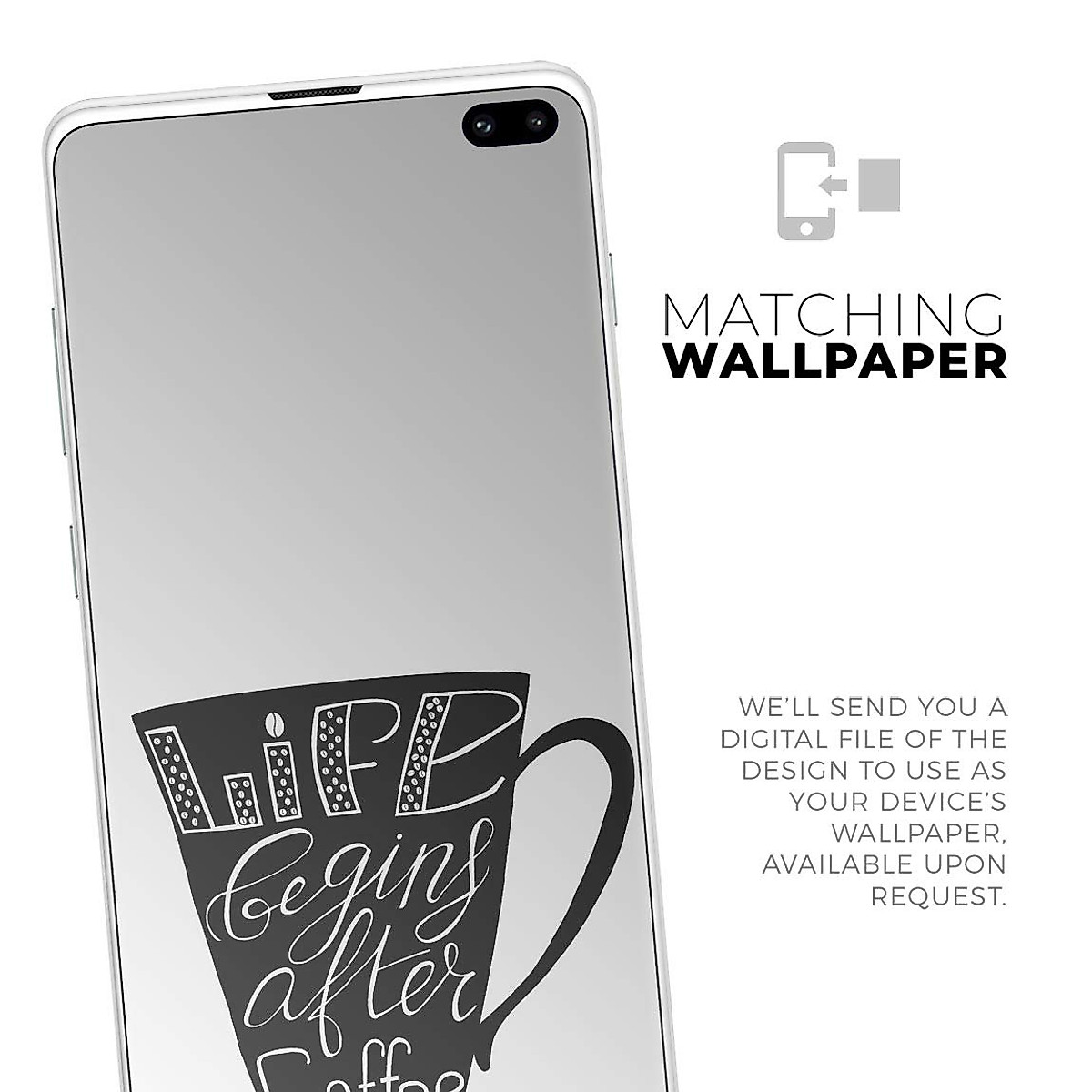 DesignSkinz Life Begins After Coffee Protective Vinyl Decal Wrap Skin Cover Compatible with The Samsung Galaxy S20 (Screen Trim & Back Glass Skin)