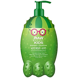 R S Raw Sugar Kids 2-in-1 Watermelon + Apple Shampoo and Conditioner 12 Oz. Plant Derived and Cold Pressed. Vegan and Cruelty Free.
