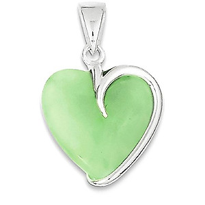 925 Sterling Silver Green Jade Heart Love Necklace Charm Pendant Only