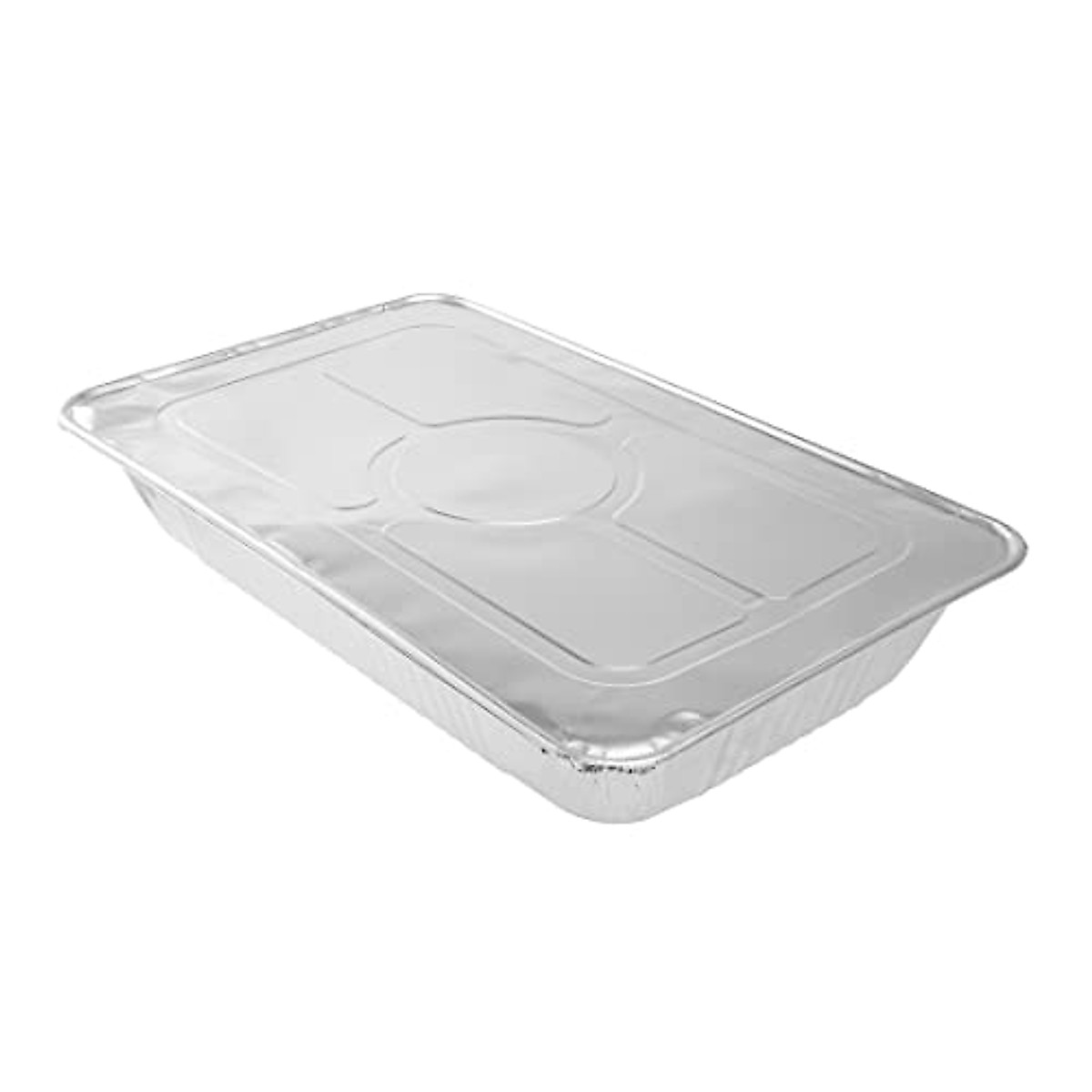 Restaurantware LIDS ONLY: Foil Lux Foil Pan Lids 25 Oven-Ready Foil Tray Lids -Fits Full-Size Steam Table Lids Freezable Silver Aluminum DisposableTurkey Pan Lids Pans Sold Separately