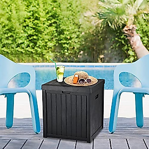YITAHOME 51 Gallon Medium Deck Box,Outdoor Storage Container for Patio Cushions,Pool Supplies,Garden Tools,Weather,Resistant,Resin (Black)