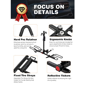 SIMETU&HS Bike Rack Carrier for Car Truck SUV，132 lbs Heavy Weight Capacity - Tray Style Smart Tilting Design (2-Bike Carrier)