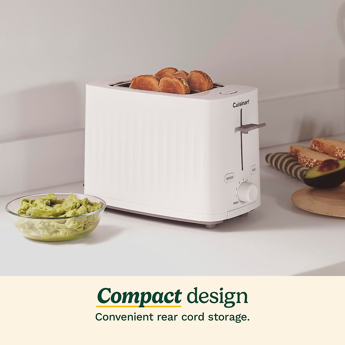 Cuisinart Soho™ Collection 2-Slice Toaster, 7 Toaster Setting, Defrost, Reheat, and Bagel Setting, Convenient Rear Cord Storage, Truffle, CPT-7TR