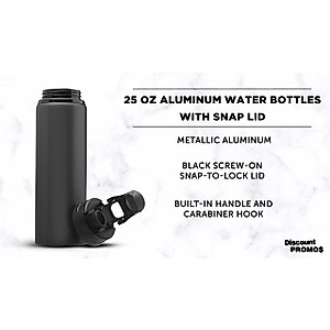 DISCOUNT PROMOS Aluminum Water Bottles with Snap Lids 25 oz. Set of 10, Bulk Pack - Reusable, Great for Gym, Hiking, Cycling, For School - Charcoal