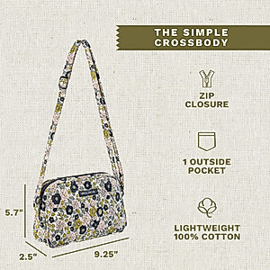 Bella Taylor Simple Crossbody Purse for Women, Small Shoulder Handbag, Quilted Cotton Delicate Floral Charcoal