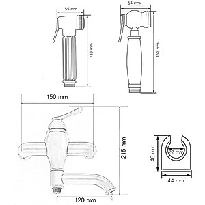 CUTPOIY Wall Mounted Toilet Shower Spray Mixer Set Rose Gold with Swivel Outlet Bidet Attachment Faucet Sprayer Kit for Toilet Bathroom Toilet Bidet Mixer Spray Kit,B (A)