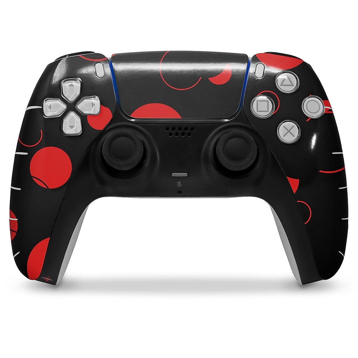 WraptorSkinz Skin Wrap compatible with Sony PS5 DualSense Controller Lots of Dots Red on Black (CONTROLLER NOT INCLUDED)
