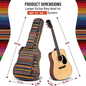 CAHAYA Acoustic Guitar Bag with Neck Cradle Bohemian Vintage Guitar Case 0.65in Thick Sponge Padded Guitar Case for 40 41 42 In Acoustic Classical Guitars CY0186