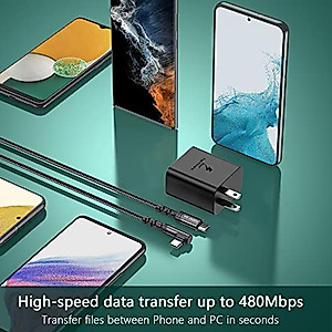 45W USB C Super Fast Charger, Pofesun USB C Wall Charger Super Fast Charging Block for Samsung Galaxy S23 Ultra/S23/S23+/S22 Ultra/S22+/Note 20/S20/S21,Galaxy Tab S7+/S8+,with 10ft 100W Cable-Black