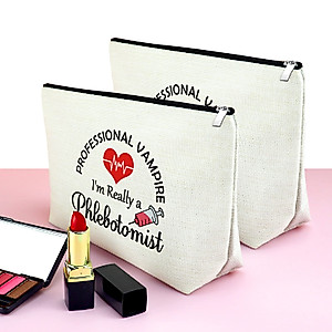 Phlebotomy Gifts 2Pcs Makeup Bag Nurse Accessories for Work Bag Phlebotomist Graduation Cosmetic Bag Appreciation Gifts for Phlebotomist Technician Hematologist Medical Gift Funny Travel Makeup Pouch