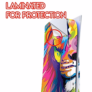 ITS A Skin Skins Compatible with Sony Playstation 5 Console Disc Edition - Protective Decal Overlay Stickers wrap Cover - Colorful Lion Abstract Paint