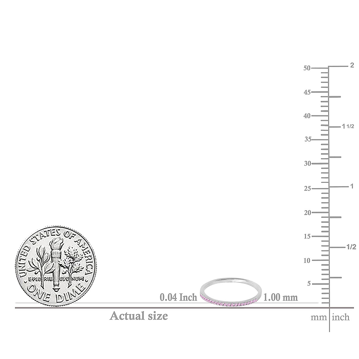 Dazzlingrock Collection Round Pink Sapphire Women Anniversary Wedding Band Stackable Ring, 10K Solid White Gold, Size 7