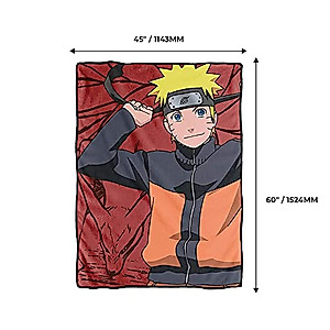 JUST FUNKY Naruto Shippuden Fleece Throw Blanket | 45 x 60 inches | Featuring Naruto Uzumaki of The Hidden Leaf | Bed Couch Room Decor | Officially Licensed