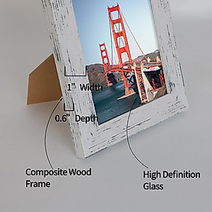 iRahmen Picture Frames 10 Pack, Gallery Wall Collage frame with Two 8x10, Four 5x7, Four 4x6, Photo Frame set for Hanging or Tabletop Display, Real Glass, Distressed White