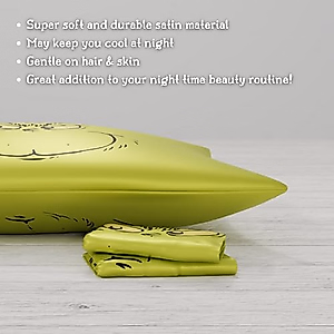 Franco Collectibles Grinch by Dr. Seuss Holiday Beauty Silky Satin Standard Pillowcase Cover 20x30 for Hair and Skin, (Official Licensed Product)