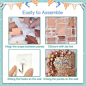 COKAOBE Rose Gold Shimmer Wall Backdrop 24PCS Gold Sequins Backdrop Decoration Panels, Photo Backdrops for Birthday, Anniversary Wedding Engagement Decoration (Rose Gold)