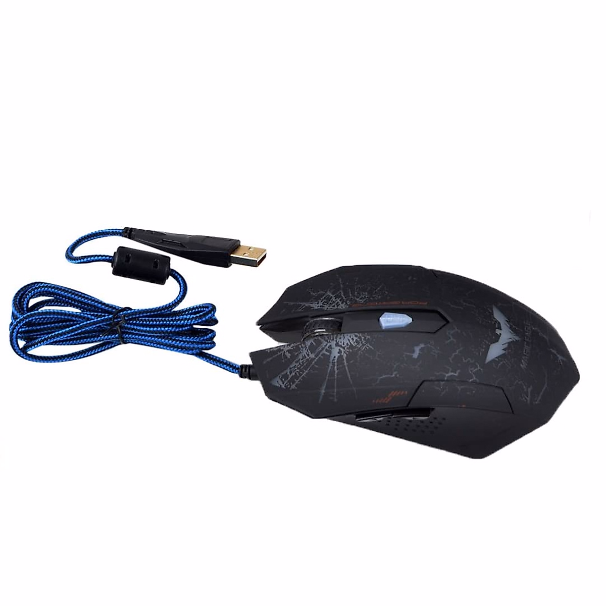 Stela HV-MS691 Ergonomic LED Stress-Ease Wired Mouse with 7 Soothing LED Colors, 6 Buttons