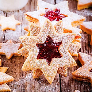 Mziart Star Cookie Cutter Set, 10 Piece Assorted Sizes Star Cookie Molds, Stainless Steel Metal Six-pointed Star Shapes Biscuit Molds Fondant Cake Cutter