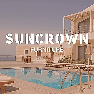 SUNCROWN Outdoor 3-Piece Rocking Chairs Patio Bistro Set Black Steel Furniture with Thickened Cushion and Glass-Top Coffee Table, Brown