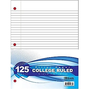OCD Bargain BAZIC College Ruled 125 Ct. Filler Paper, 2-Pack
