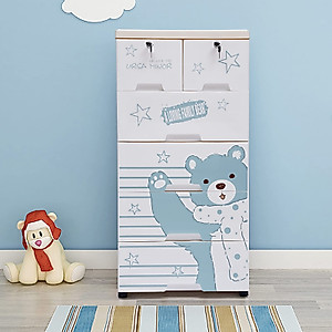 YIPONYT Cute Animals Pattern Plastic Drawers Dresser, Storage Cabinet with 6 Drawers, Tower Closet Drawers Tall Dresser Organizer for Playroom Bedroom Furniture(Polar Bear 19.7" W x 13.8" D x 40" H)