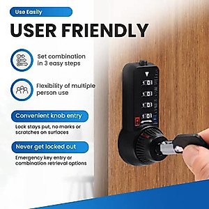 Combi-Cam Ultra, 7432S-Black & Keys, Combination Cam Lock with Master Key Override, 5/8" Cylinder, Black Finish