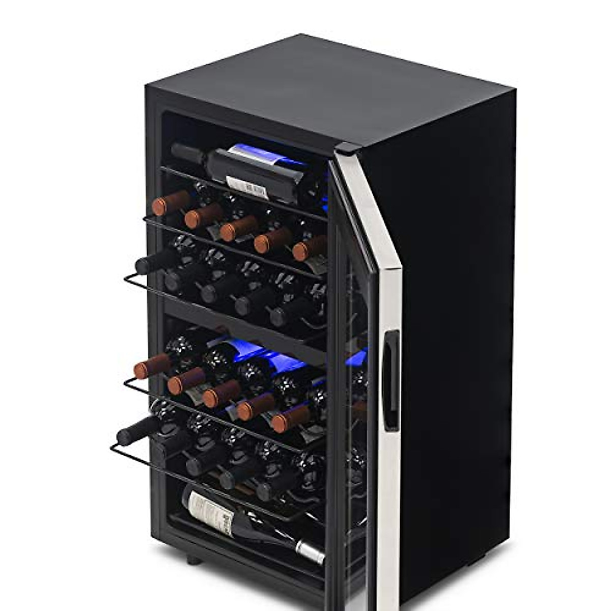 NewAir Wine Cooler and Refrigerator | 28 Bottle Capacity | Freestanding/Built-in Countertop Wine Cellar in Stainless Steel with UV Protected Glass Door NWC028SS01