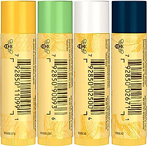Burt's Bees Lip Balm Easter Basket Stuffers, Moisturizing Lip Care Spring Gift, for All Day Hydration, 100% Natural, Original Beeswax, Cucumber Mint, Coconut & Pear & Vanilla (4 Pack)