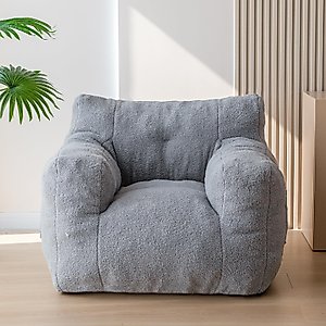 MAXYOYO Sherpa Bean Bag Chair, Boucle Tufted Bean Bag Couch, Living Room Bean Bag Chair for Adults Kids, Teddy Lazy Sofa Accent Chair with Pocket for Reading, Stuffed with Filler
