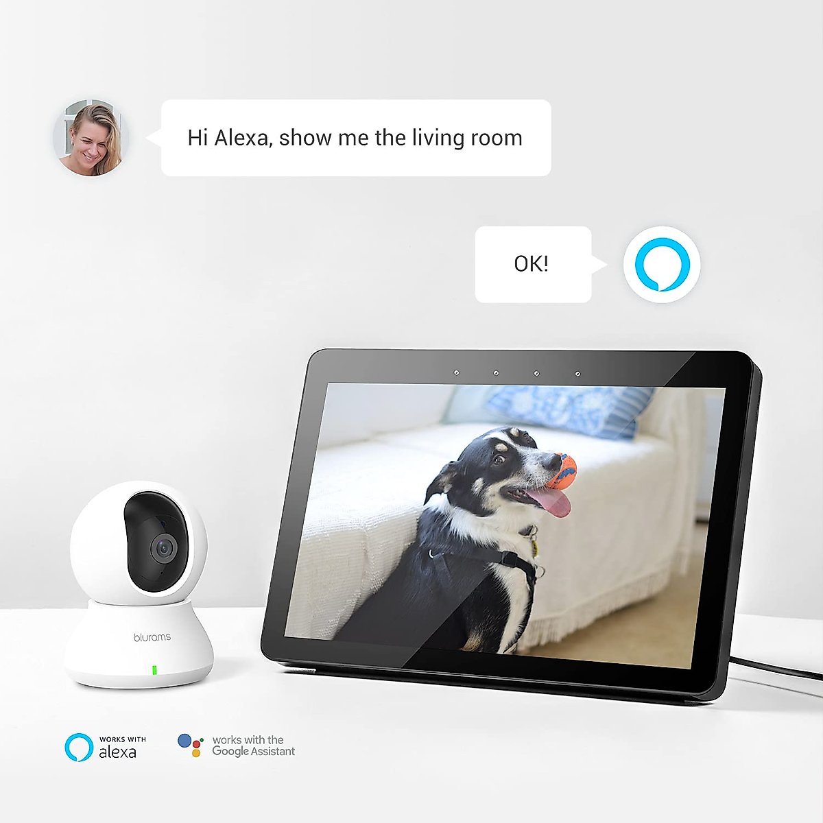 blurams Cameras for Home Security Indoor Camera w/Motion Detection, Two-Way Audio, Night Vision, Instant Alerts | Compatible with Alexa and Google, Cloud and Local Storage Available