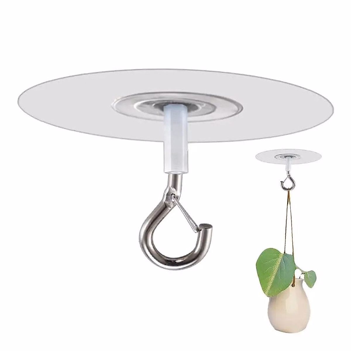 Generic 1PCS Self-Adhesive Ceiling Hook,Wall Hooks Plants Holder Multifunctional Ceiling Hook Transparent Metal Hook, AM0XEB0K9AVUS