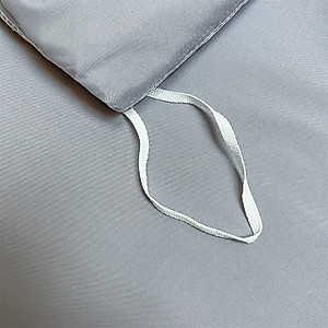 MOOWOO Waterfall Ruffle Duvet Cover Queen 3 Piece Shabby Chic Bedding Solid Color Soft and Breathable with Zipper Closure & Corner Ties (Gray, Queen)