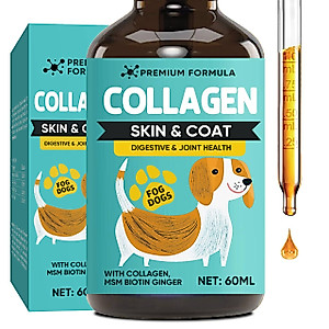 Liquid Collagen for Dogs, Dog Collagen Skin and Coat Supplement, Itch Relief for Dogs and Cats, Daily Collagen Drops Supports Joints and Digestive System Health