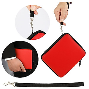 GPCT Nintendo 2DS Hard Shell EVA Carry Case Cover Bag. Protects Against Bumps/Drops/Dust/Dirt/Scratches. Protective Travel Storage Cover Pouch W/ 8 Game Holders, Double Zipper Zip Pocket- Red
