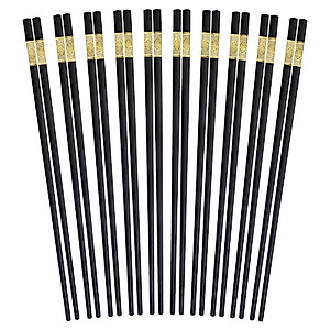 LNAUJS 10 Pairs Reusable Chopsticks, Chinese Chopsticks, Dishwasher Safe Fiberglass Chopsticks, Non-Slip, Black