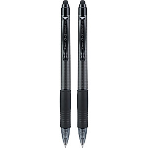 PILOT G2 Pen Stylus Fine Black Ink with Gray Barrel 2-Pack (34309)