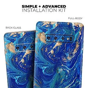 DesignSkinz Vivid Blue Gold Acrylic Protective Vinyl Decal Wrap Skin Cover Compatible with The Samsung Galaxy S20 (Screen Trim & Back Glass Skin)