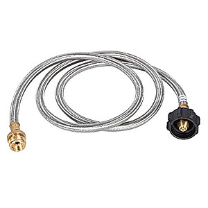 GasSaf 5FT Stainless Braided Propane Hose Adapter 1 lb to 20 lb Converter for QCC1/Type 1 LP Tank Connects 1 LB Portable Grill for Weber Q1200
