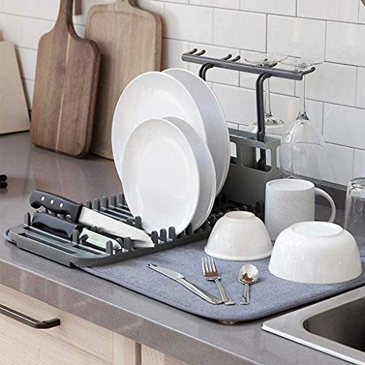 SDGH Foldable Dish Rack - Dish Drain Rack Storage Rack Stainless Steel Dish Rack