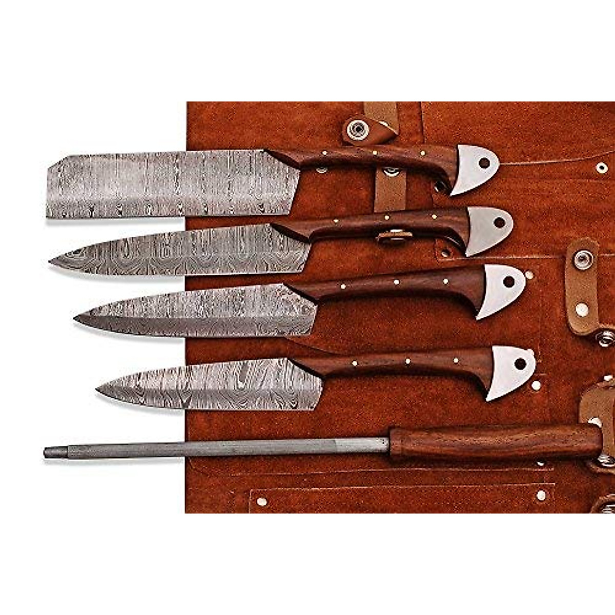 Custom Handmade Damascus Professional kitchen/BBQ knives set